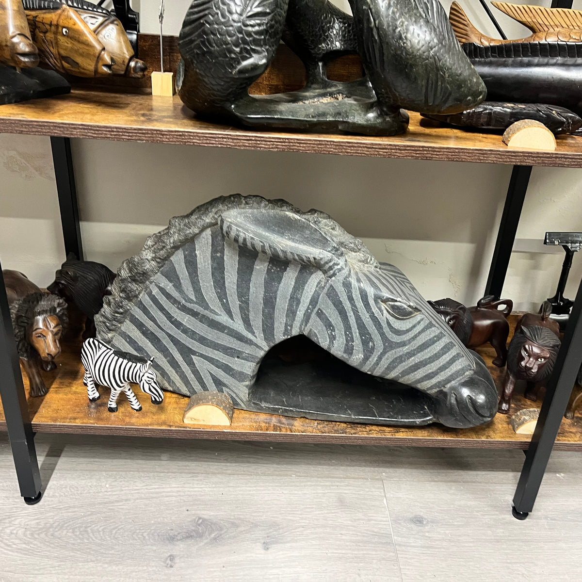 Stunning Hand Carved Stone Zebra Head – Africas Finest