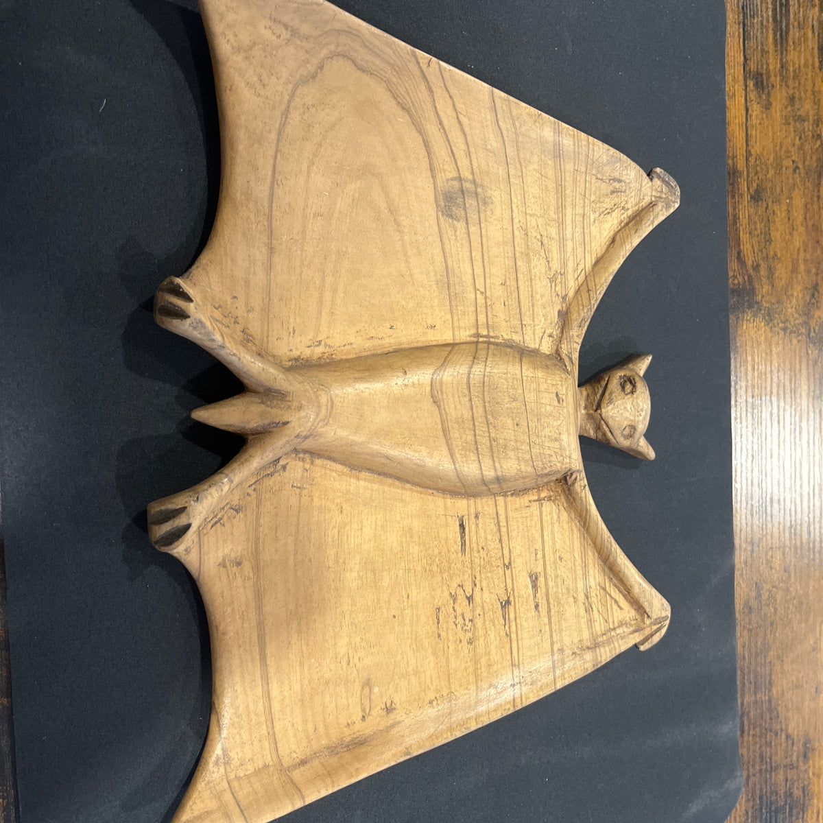 Large Mahogany Hand Carved Bat Open Wings – Africas Finest