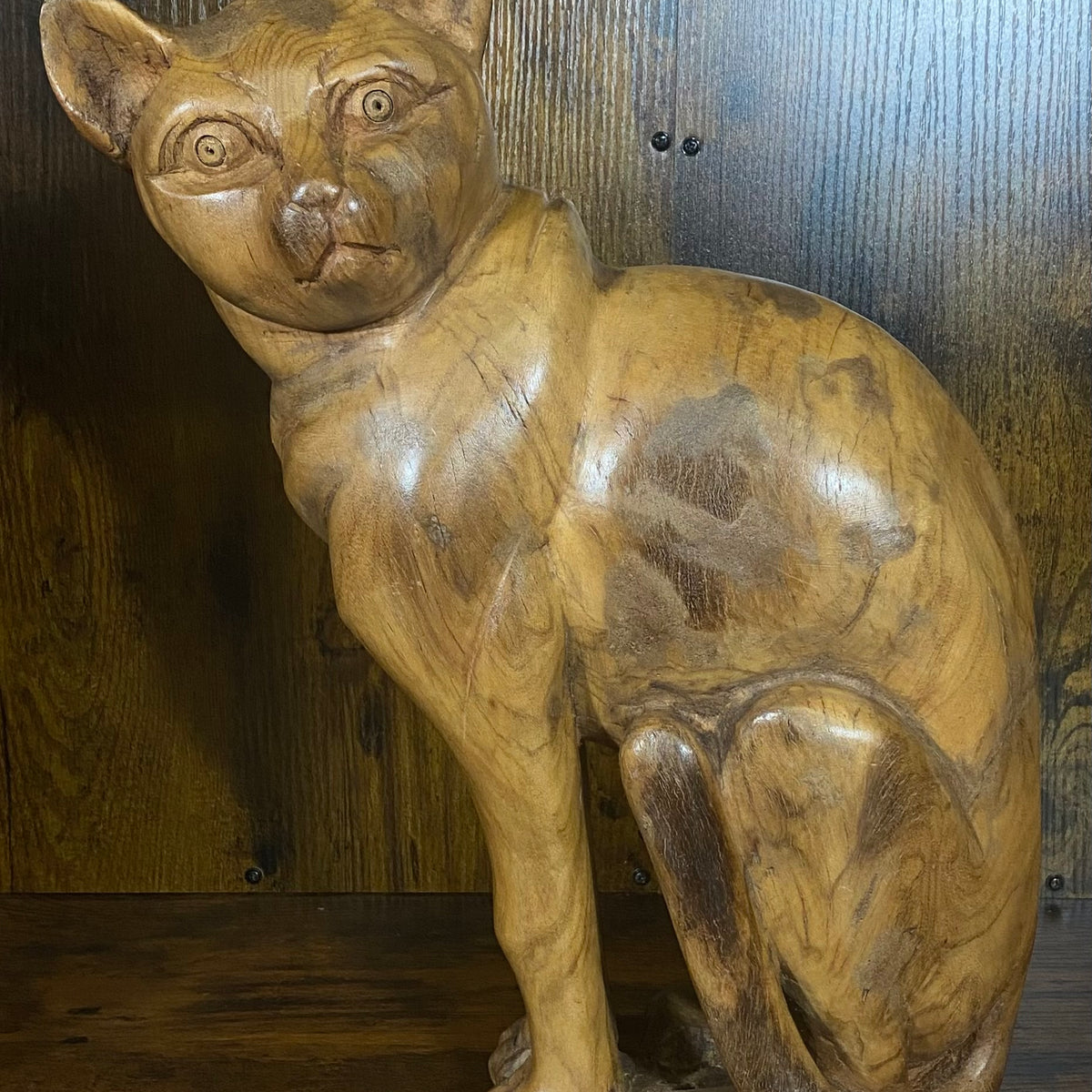 Hand Carved Mahogany Head Side Turned Cat – Africas Finest