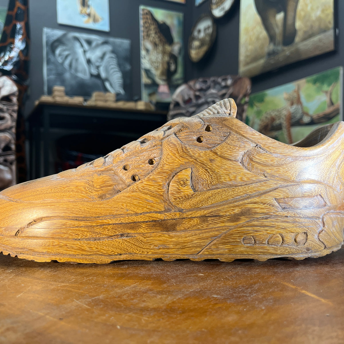 Single Shoe Nike Air Max 90 V1.1 Hand Carved Mahogany Display Piece ...