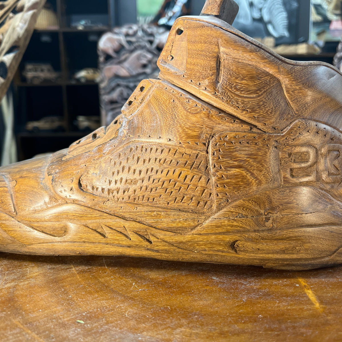 Pair of Jordan 5 V2.1 Hand Carved Mahogany Display Piece – Africas Finest