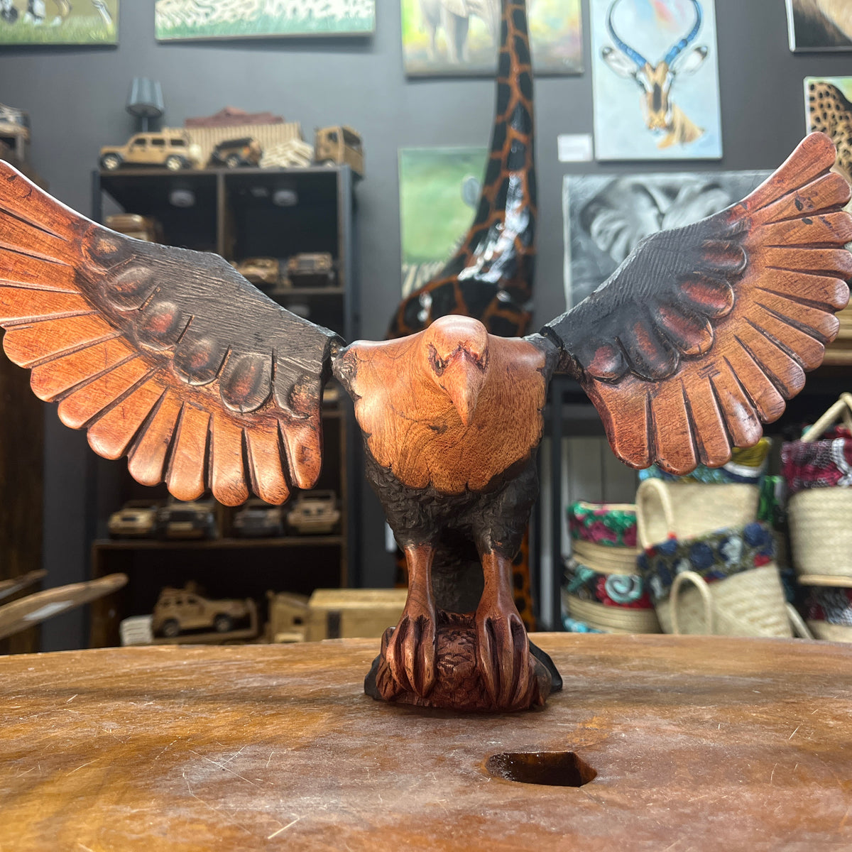 Bold and Stunning Eagle with Spread Wings (3 Piece) Wooden Mantle Top ...
